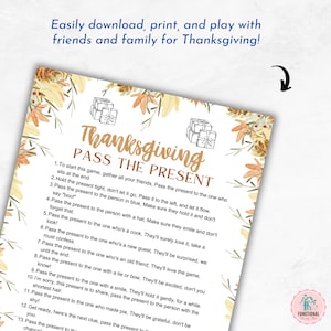 Thanksgiving Game | Printable Pass the Present Game | Group Game ...