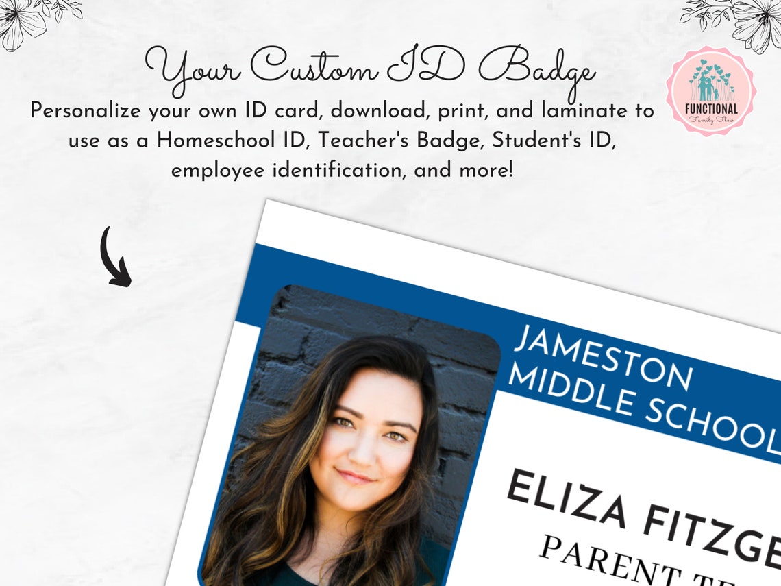 Editable ID Card Template Printable Homeschool Teacher Badge - Etsy ...