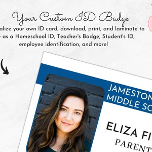Editable ID Card Template | Printable Homeschool Teacher Badge ID ...