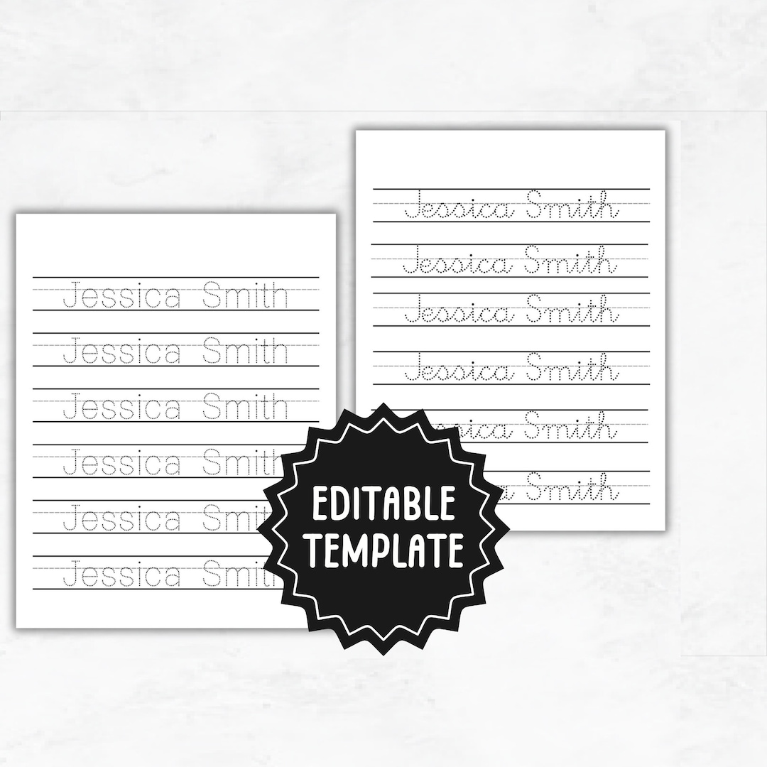 Name Tracing Worksheet Template | Editable Handwriting Practice Name ...