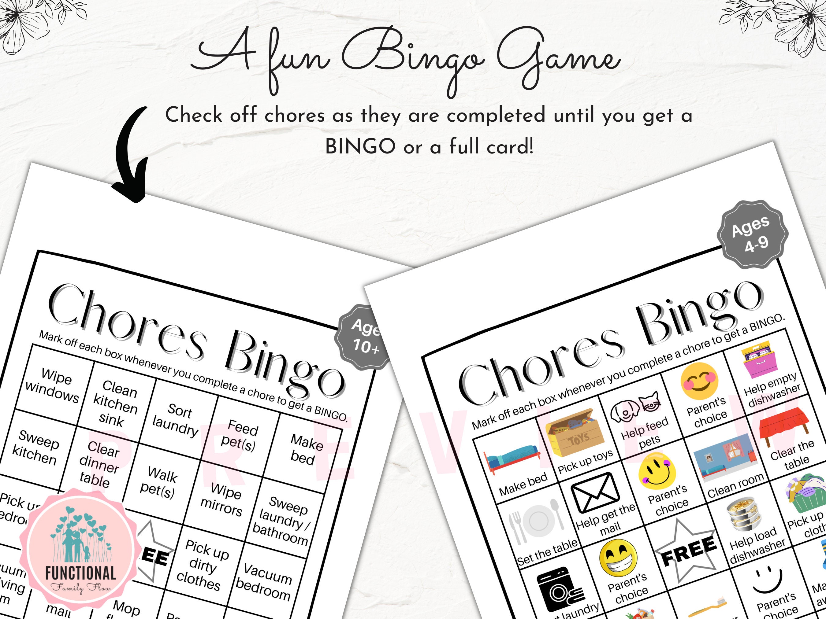 Chores Bingo Game Chores Chart Bingo Fun Printable Kids - Etsy