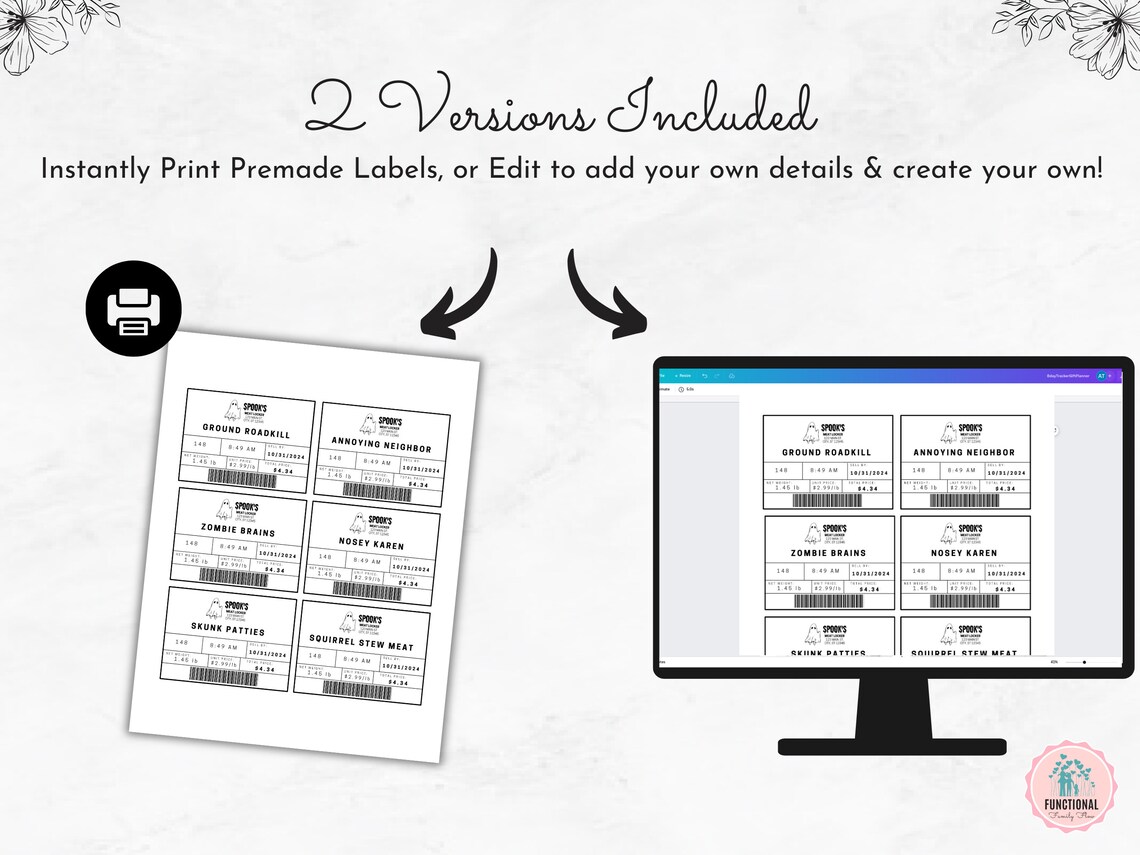 Halloween Meat Label Template Editable Halloween Treat - Etsy