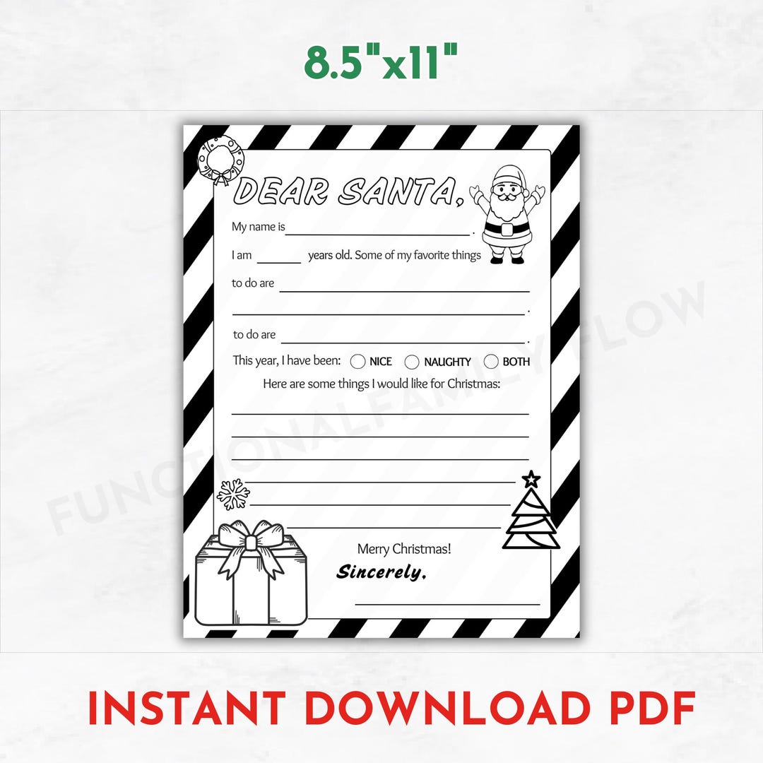 Letter to Santa Coloring Page: Kids Christmas Wish List (PDF) - Etsy