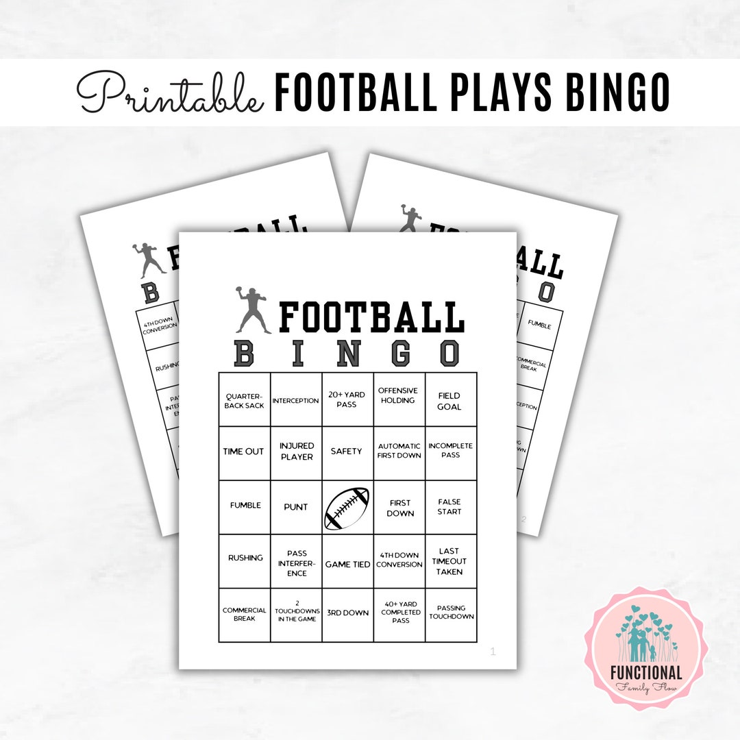 Football Watch Party BINGO Printable Football Plays Bingo Activity Kids ...