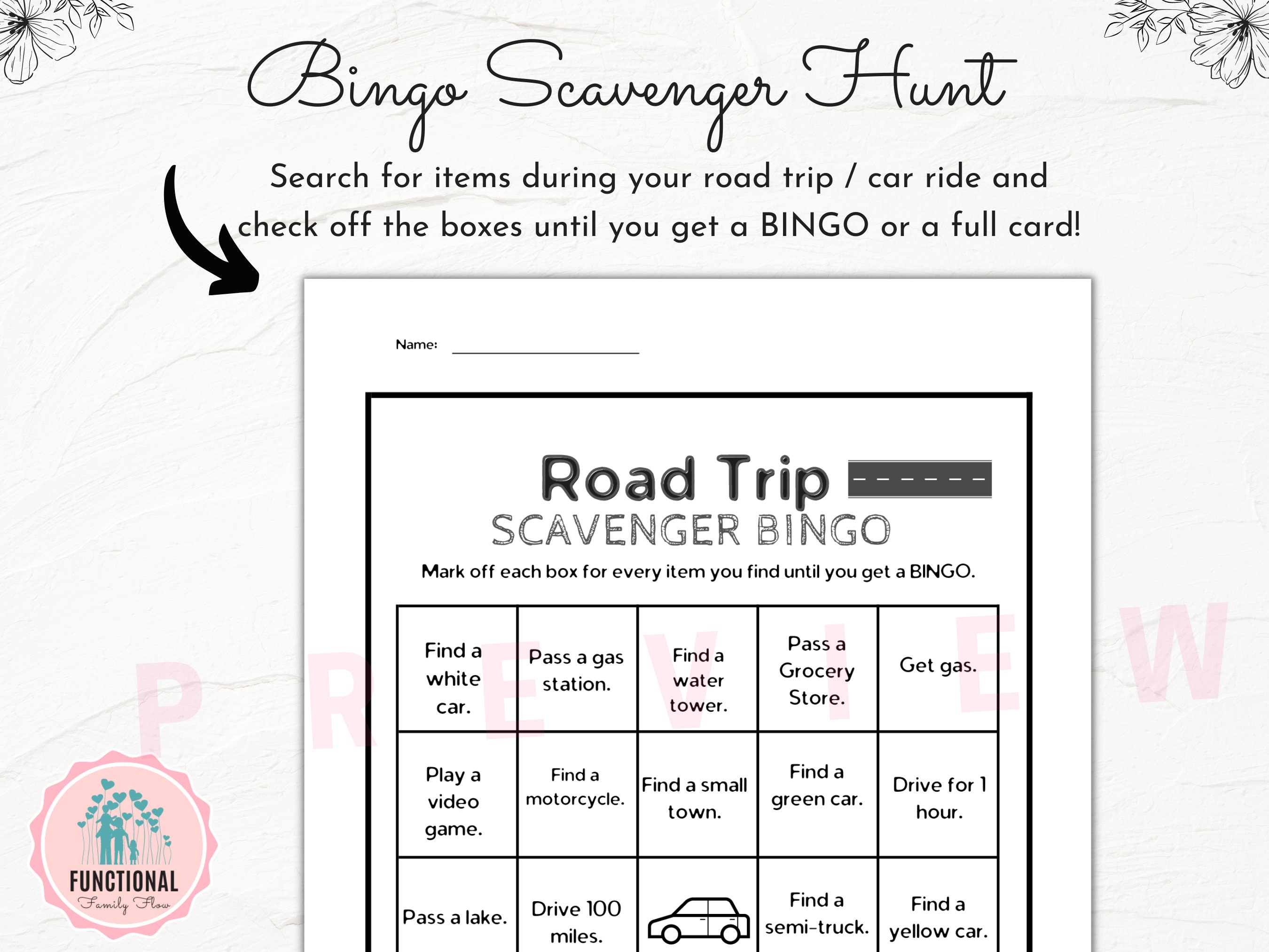 Road Trip Scavenger Hunt Game | Kids Activity | Road Trip Activity ...