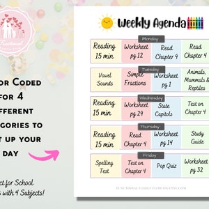 Weekly Homeschool Planner | Printable Elementary Schedule | Class and ...