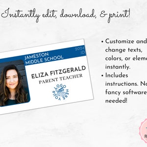 Editable ID Card Template | Printable Homeschool Teacher Badge ID ...