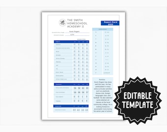 Report Card Template, Fillable High School Transcript, Printable ...