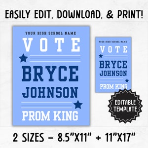 Prom King Poster Template | Editable Prom King Flyer | Prom King ...