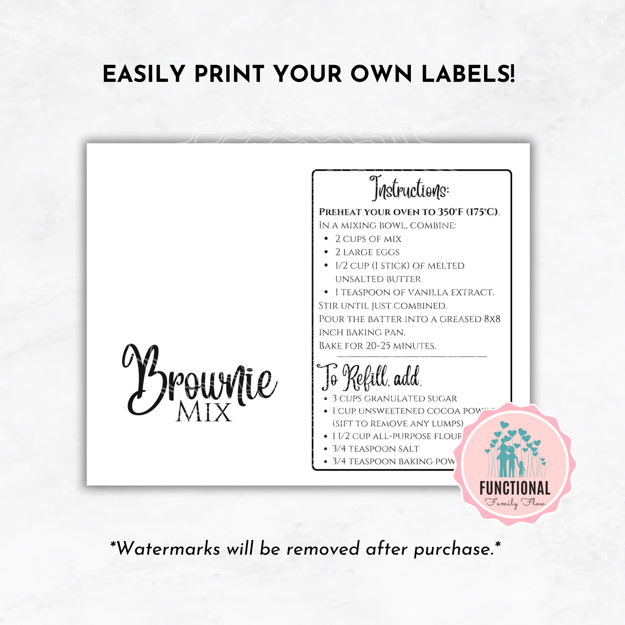 Printable Brownie Mix Label | Homemade Brownie Mix PDF | SVG | JPG ...