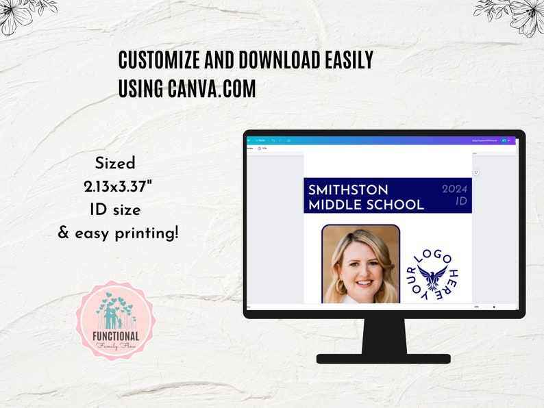 Custom ID Badge Editable ID Card Template Teacher Badge ID - Etsy