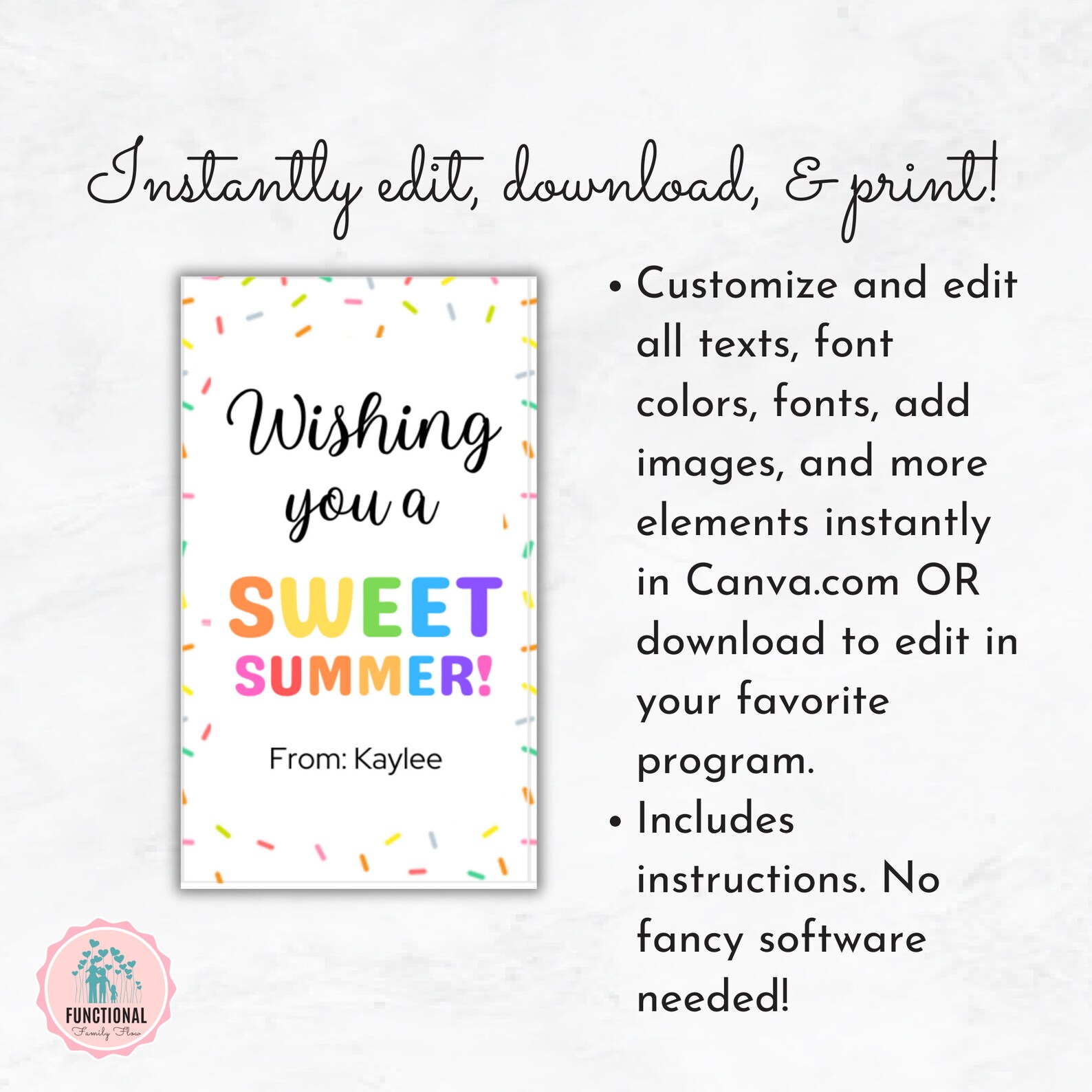 Wishing You A Sweet Summer Tag | Summer Gift Tags | End of School Year ...