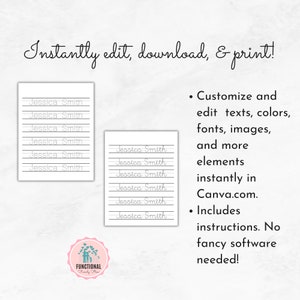 Name Tracing Worksheet Template | Editable Handwriting Practice Name ...