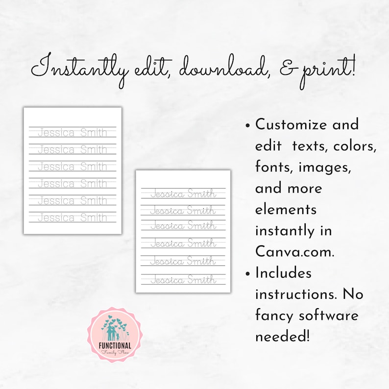 Name Tracing Worksheet Template | Editable Handwriting Practice Name ...