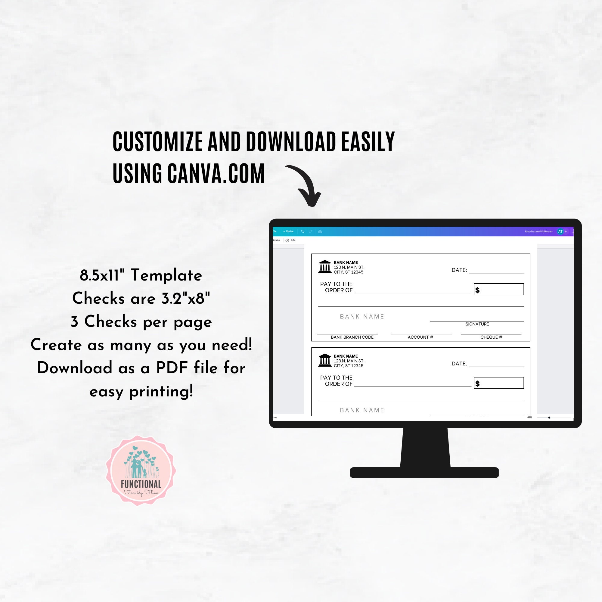 Blank Checks Template Editable Blank Cheque Printable - Etsy UK