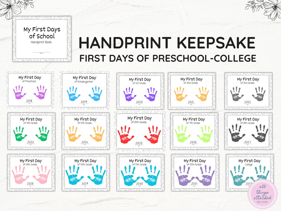 First Day of School Handprint Keepsake Back to School Art - Etsy