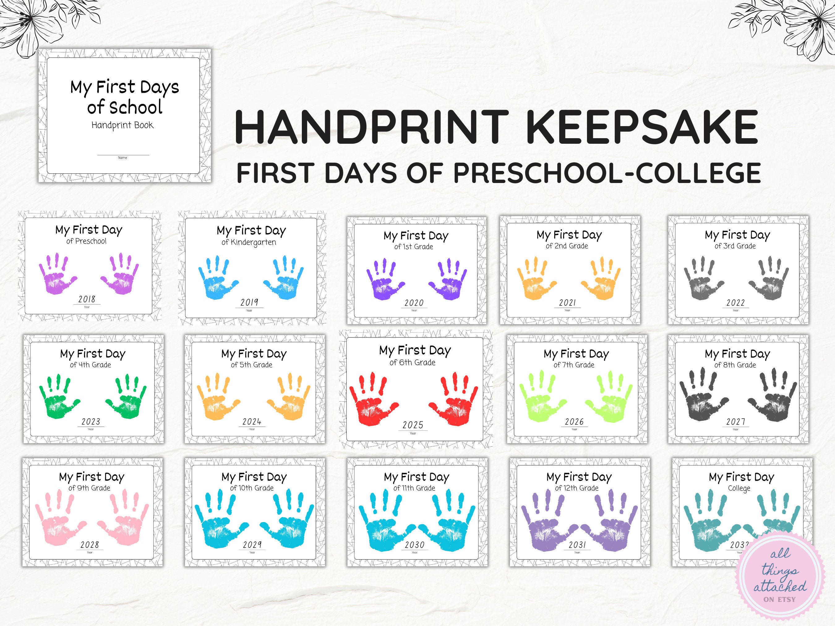 First Day of School Handprint Keepsake | Back to School Art | First Day ...
