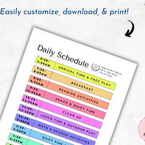 Kids Daily Schedule Template | Editable Daily Routine for Kids ...