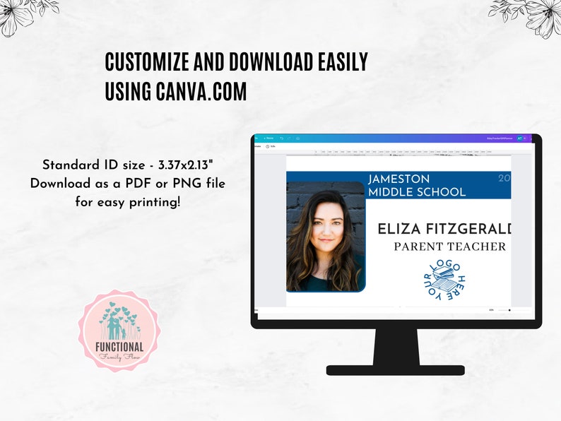 Editable ID Card Template Printable Homeschool Teacher Badge - Etsy