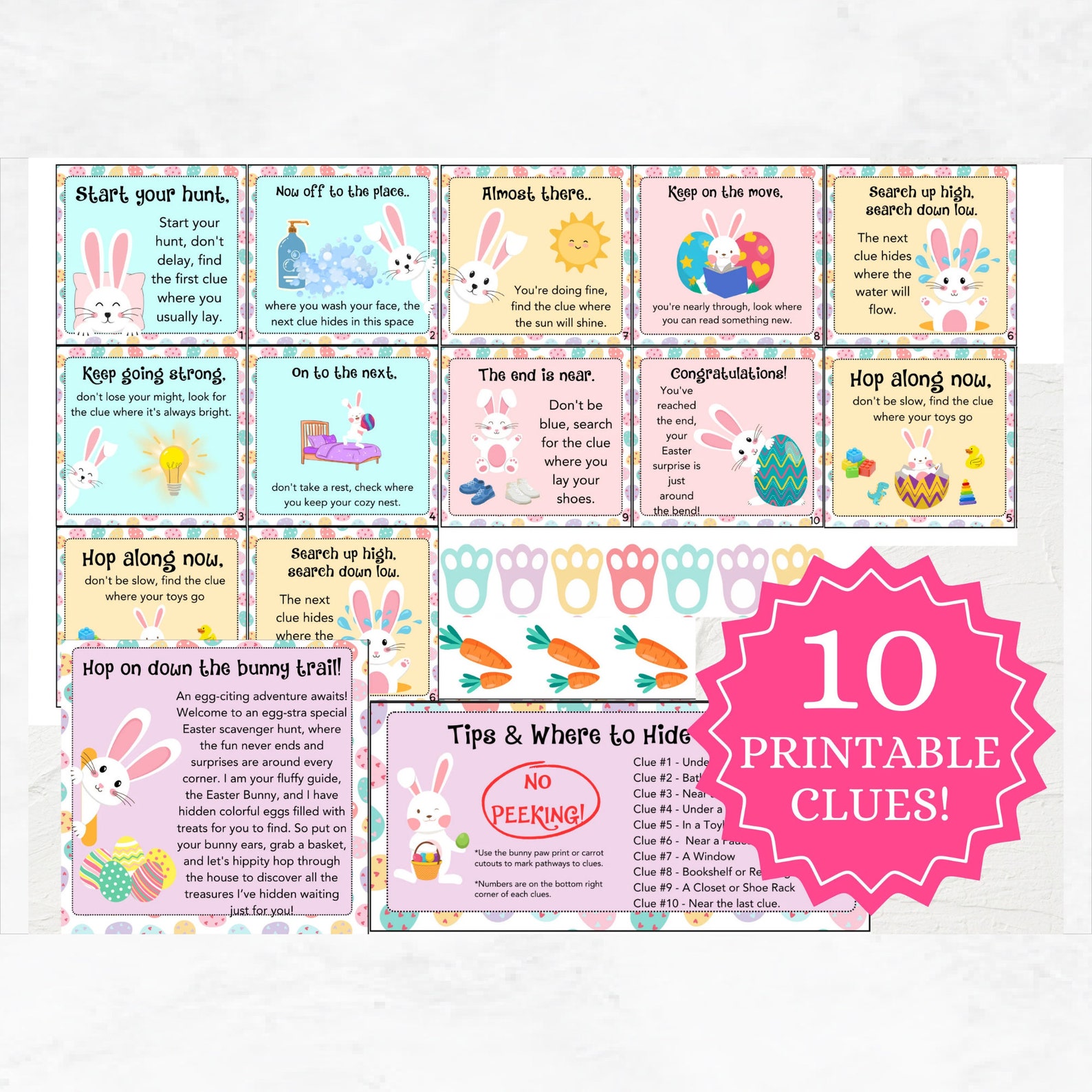 Easter Scavenger Hunt for Kids Easter Hunt Clues Indoor Easter Treasure ...