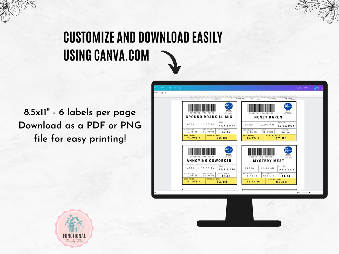 Fake Meat Label Template Editable Road Kill Butcher Labels - Etsy