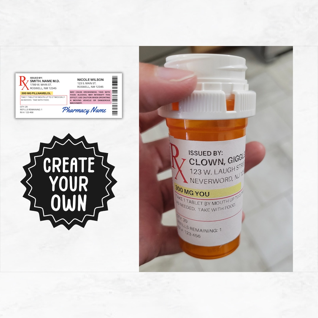 Prescription Label Template | Editable Horizontal RX Bottle Label ...