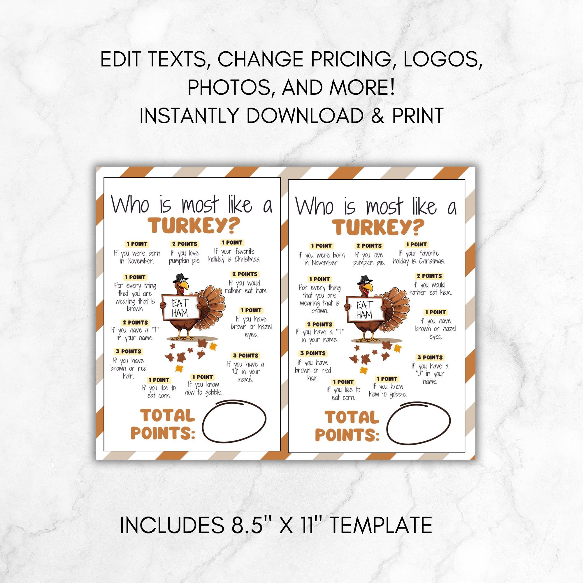 Printable Thanksgiving Game | Editable Family Thanksgiving Game ...