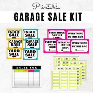 Garage Sale Kit Printable Yard Sale Signs Pricing Labels - Etsy