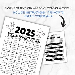 Vision Board Bingo Template | New Years Goals Idea | New Year ...