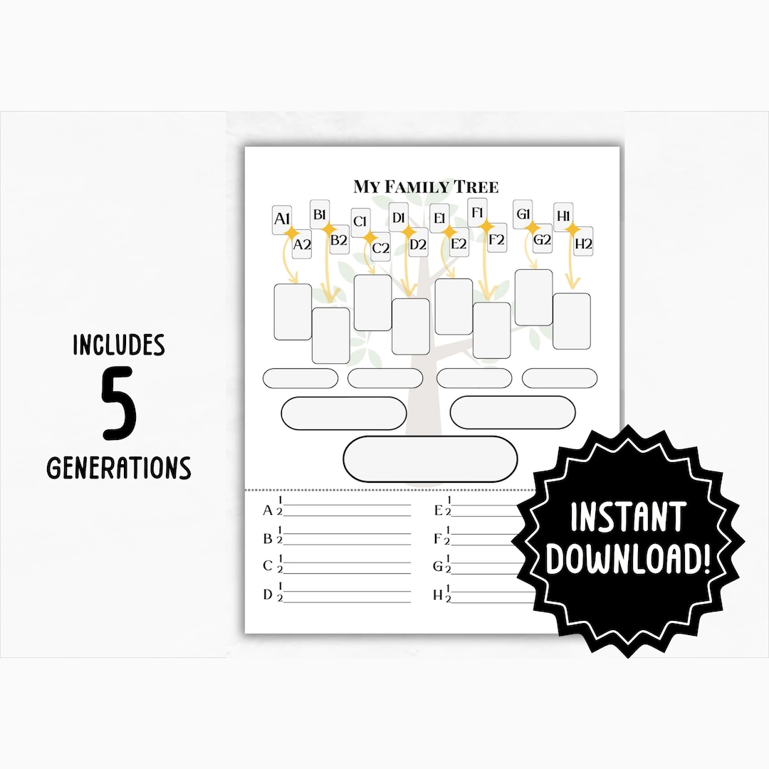 Family Tree Chart | Printable Blank Ancestry Map | Family Tree Pedigree ...