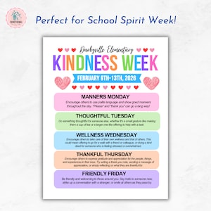 Kindness Week Flyer Template | Editable Kindness Week Itinerary Handout ...