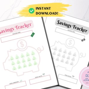Kid's Savings Tracker Printable Allowance Sheet Piggy Bank Money ...