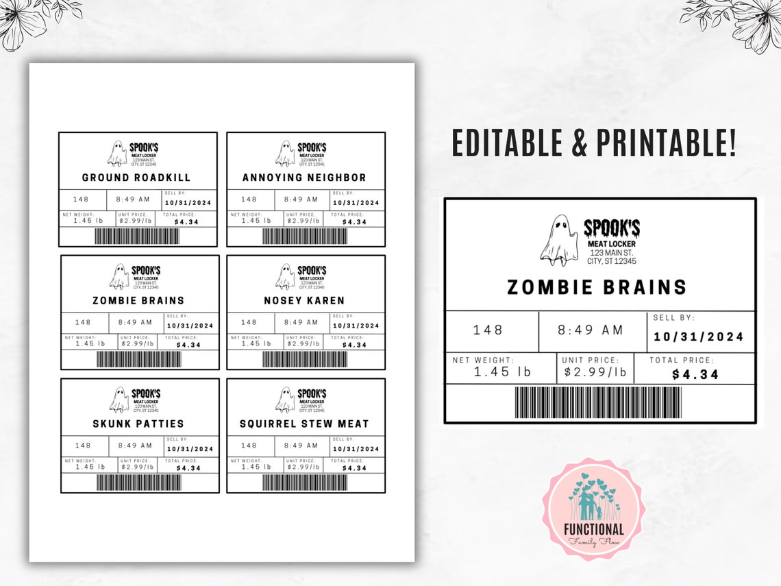 Halloween Meat Label Template Editable Halloween Treat - Etsy Canada