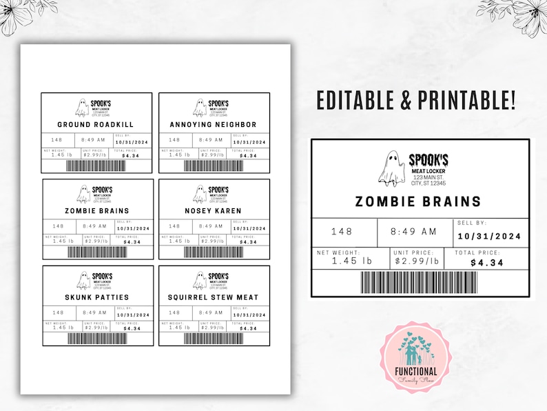 Halloween Meat Label Template Editable Halloween Treat - Etsy