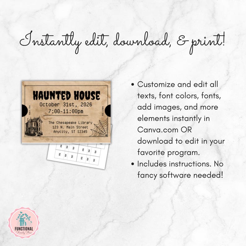 Printable Halloween Tickets | Editable Haunted House Ticket Template ...