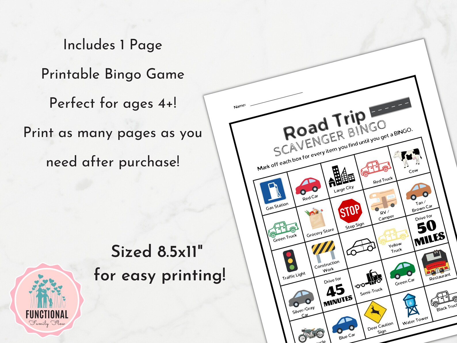 Road Trip Games Printable Road Trip Bingo Scavenger Hunt - Etsy