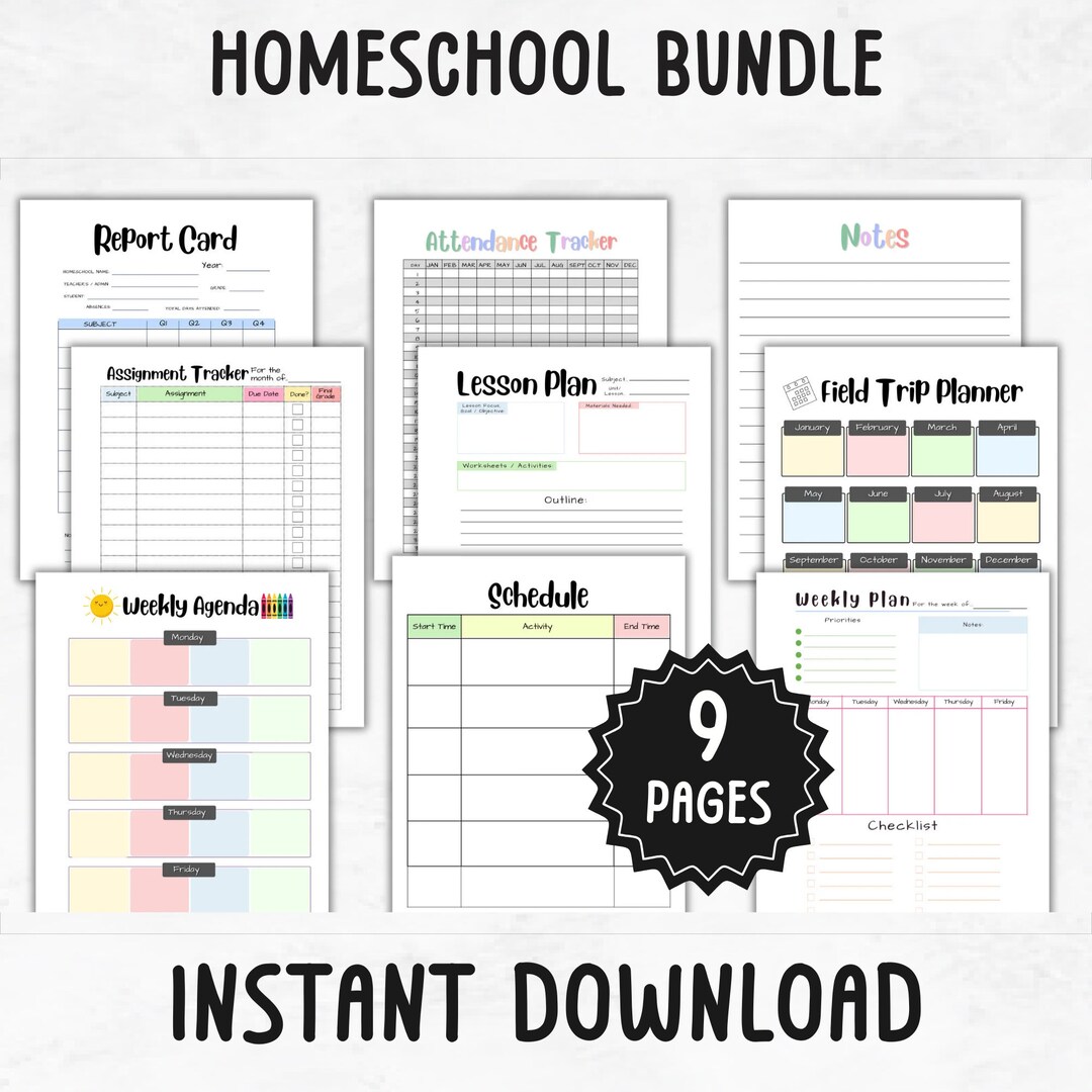 Ultimate Homeschool Planner Bundle | 9 Printable Homeschool Pages ...