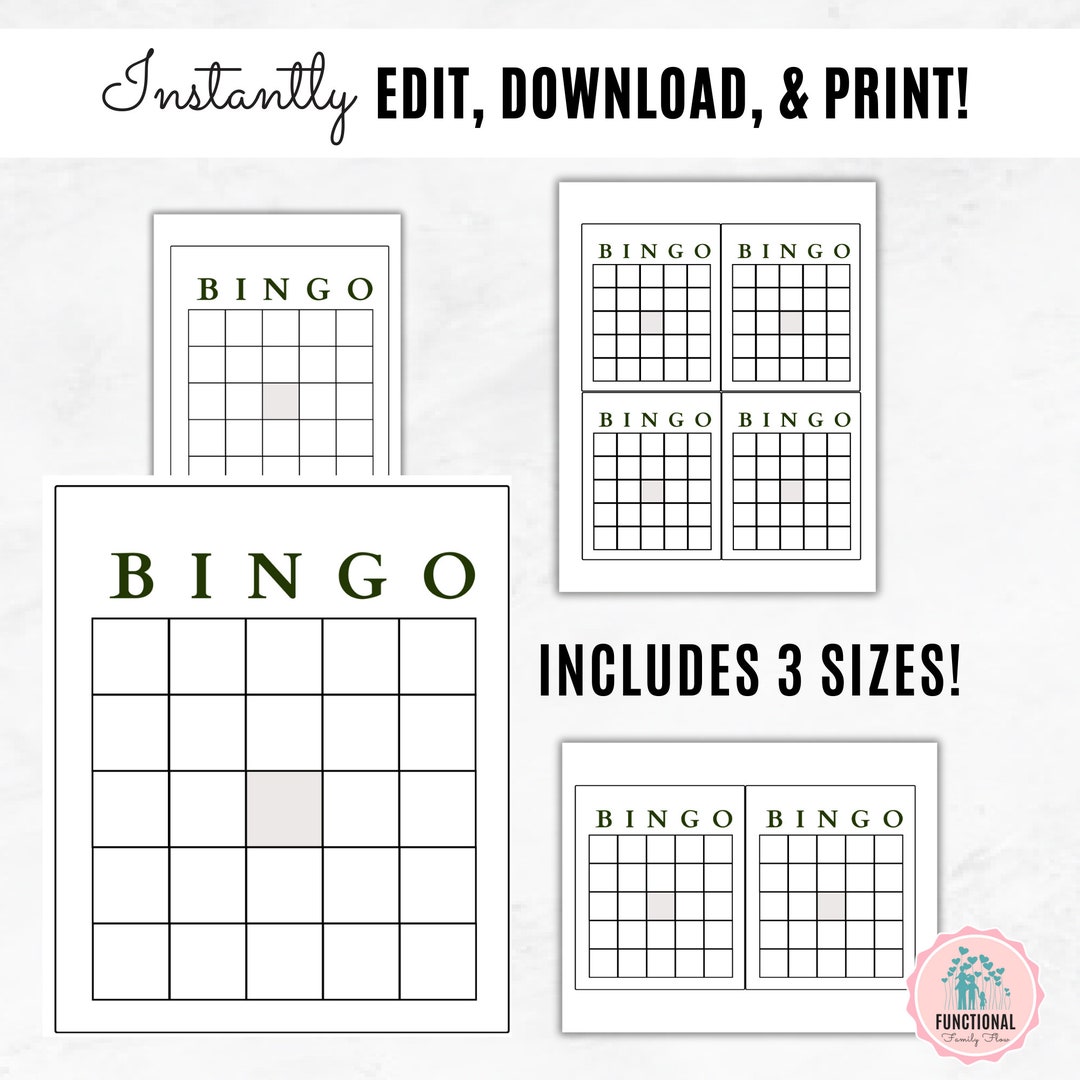 Blank Bingo Cards Templates Editable Bingo Cards Create Your Own BINGO ...