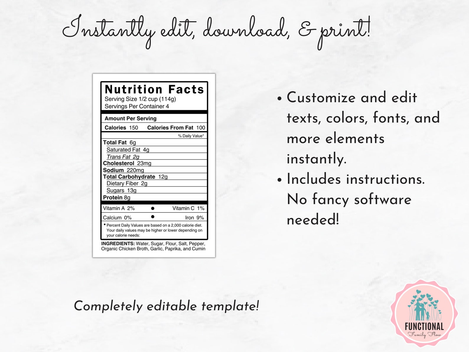 Nutrition Facts | Editable Nutrition Label | Nutritional SVG PNG Clip ...