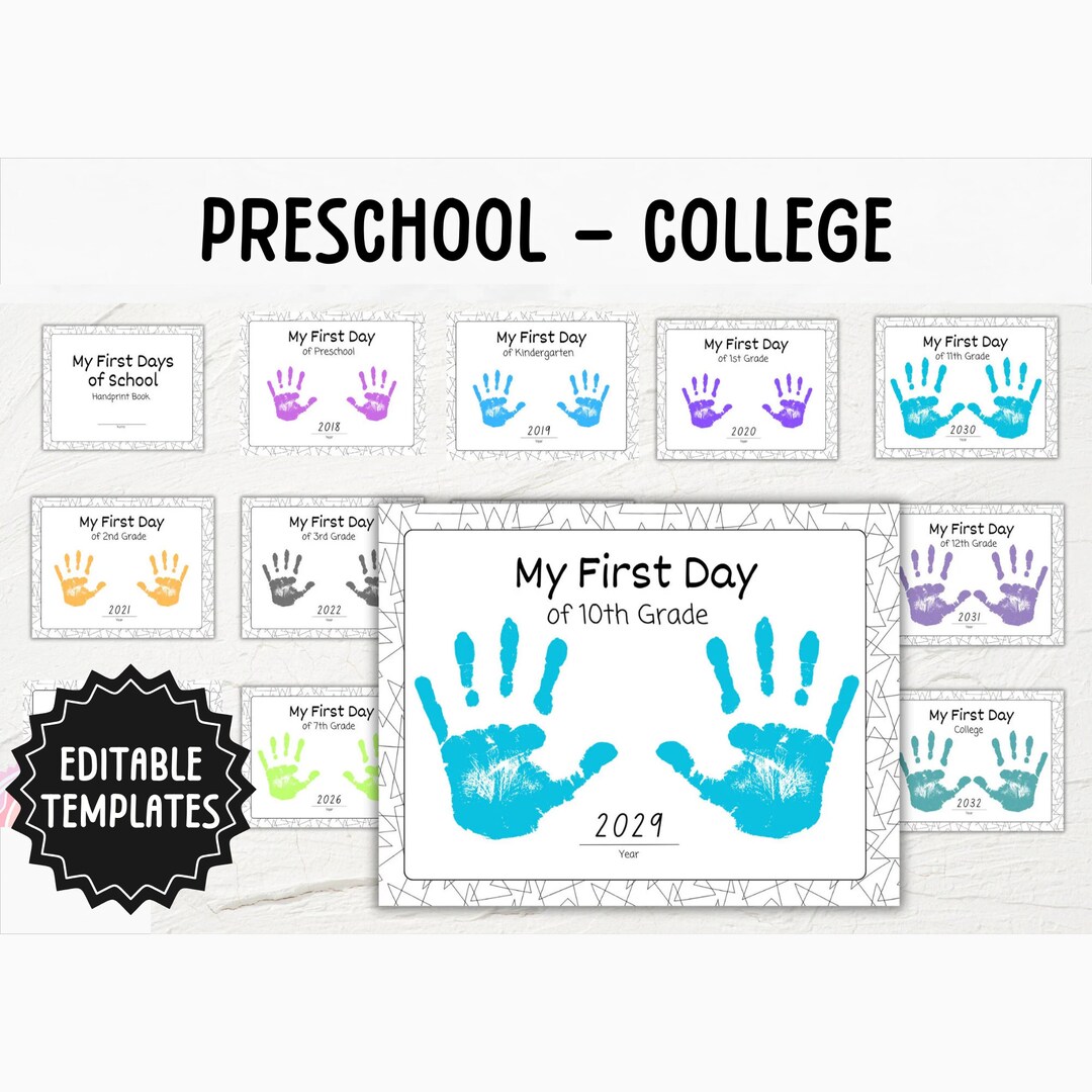 First Day of School Handprint Keepsake | Back to School Art | First Day ...