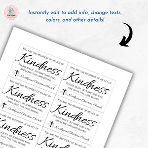 Random Act of Kindness Cards Template | Editable Church Organization ...