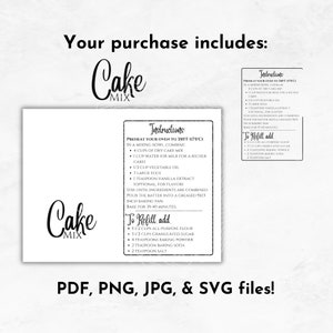 Printable Cake Mix Labels | Homemade Cake Mix Label | Printable Dry ...