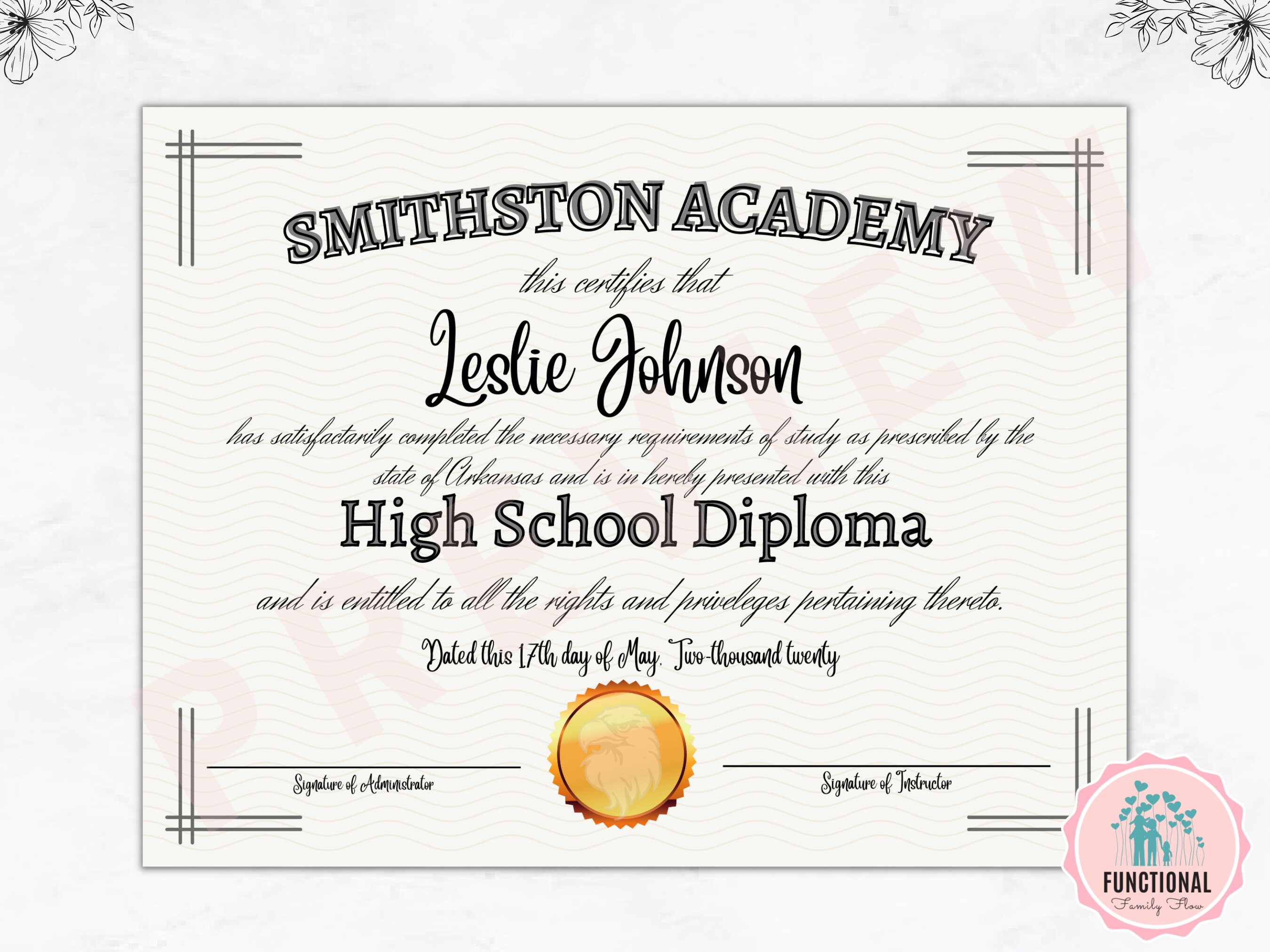 Custom High School Diploma Editable Diploma Template - Etsy
