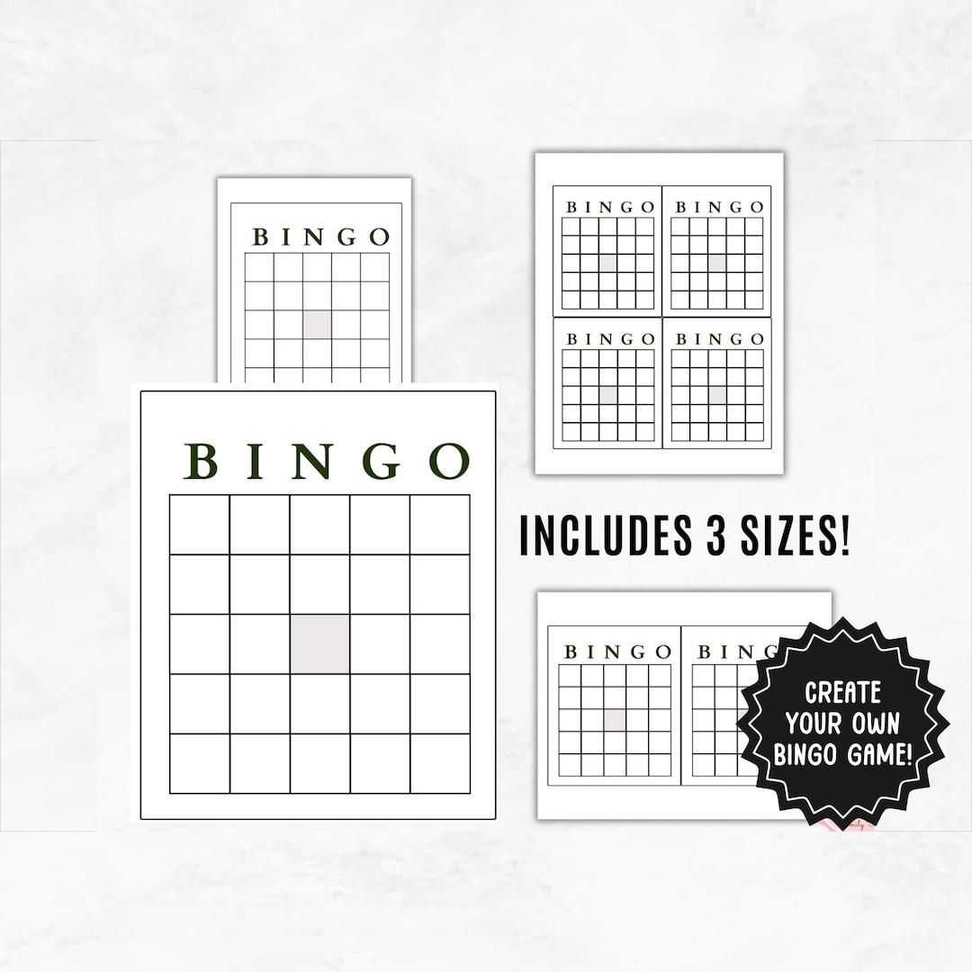 Blank Bingo Cards Templates | Editable Bingo Cards | Create Your Own ...
