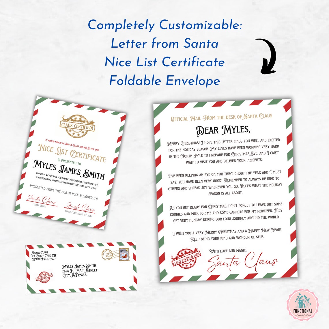 Letter From Santa Template | Editable Nice List Certificate | Santa ...