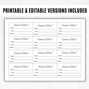 Printable Raffle Tickets Editable Raffle Tickets Template Enter to Win ...