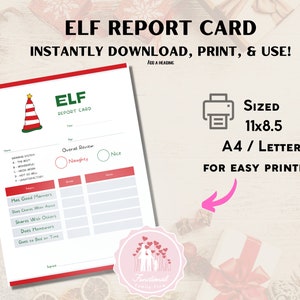 Printable Elf Report Card: Custom Letter From Santa Insert (PDF) - Etsy