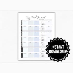 Food Journal | Printable Food Diary | Daily Food Log | Fitness Diet ...