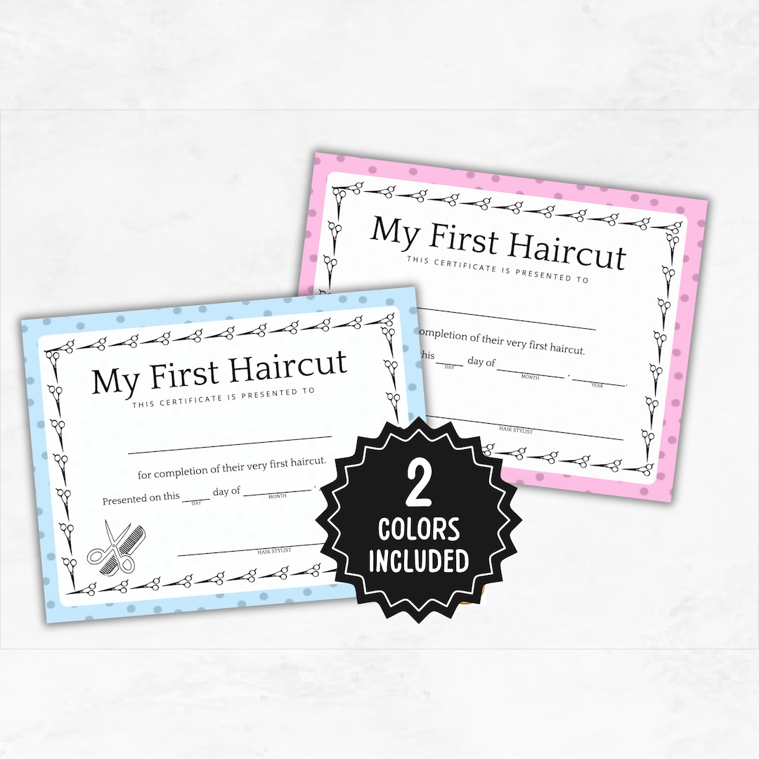 My First Haircut Certificate | Printable First Haircut Salon Barber ...