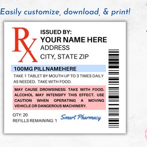 Prescription Label Template Editable RX Bottle Label - Etsy